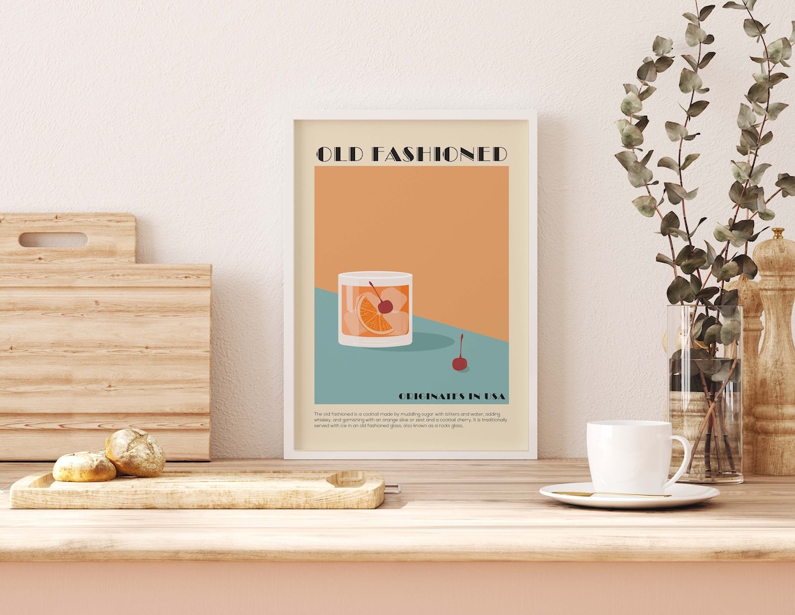 Old Fashioned Print Cocktail Printable Old Fashioned - Etsy