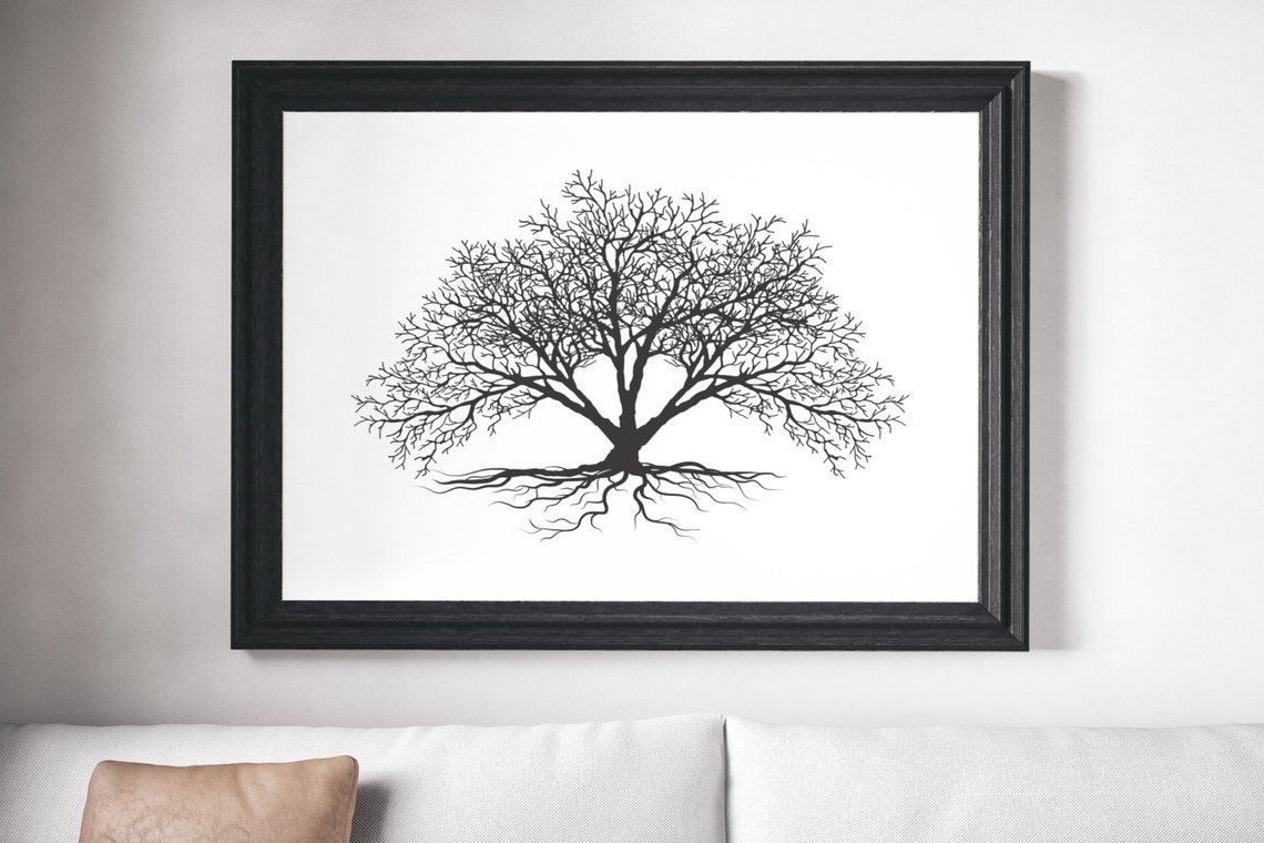 Tree Print Printable Wall Art Black and White Print Black - Etsy