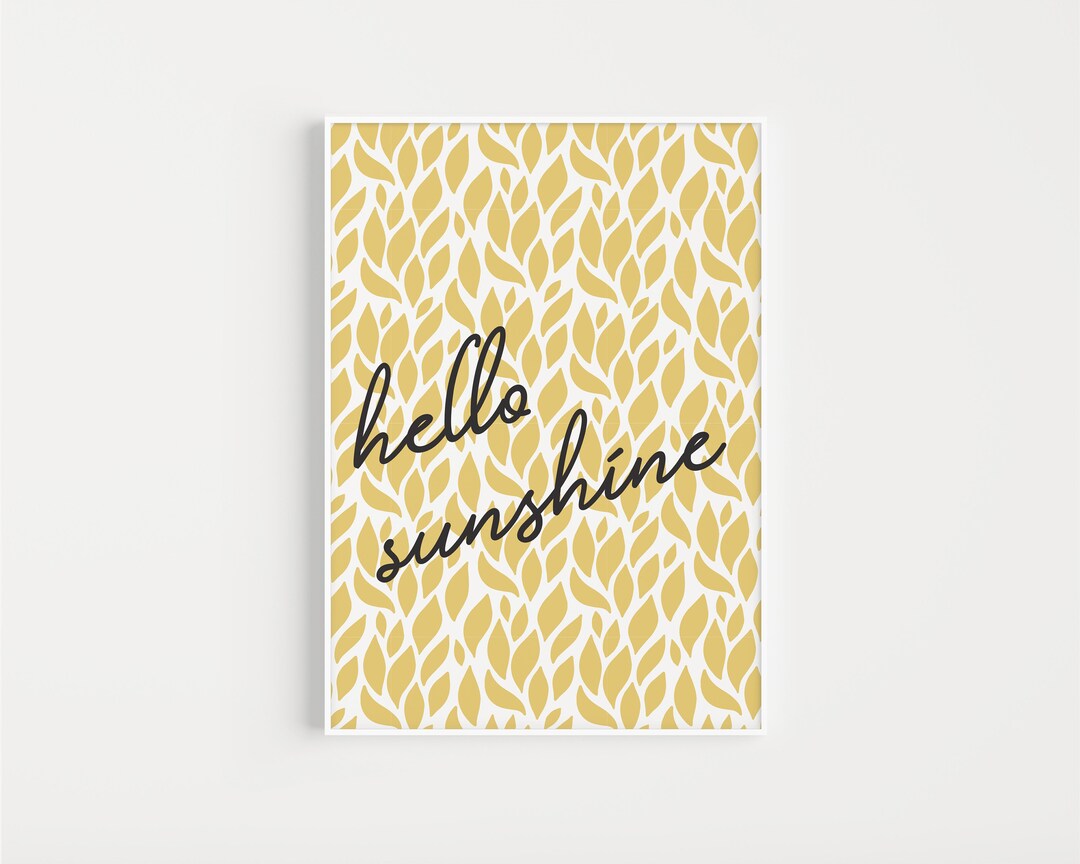 Hello Sunshine, Printable, Yellow Wall Art, Wall Art Print, Instant ...