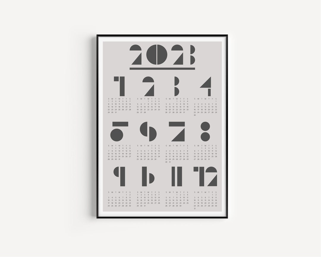Printable Calendar, Grey Calendar, 2023 Calendar, 2023 Wall Calendar ...