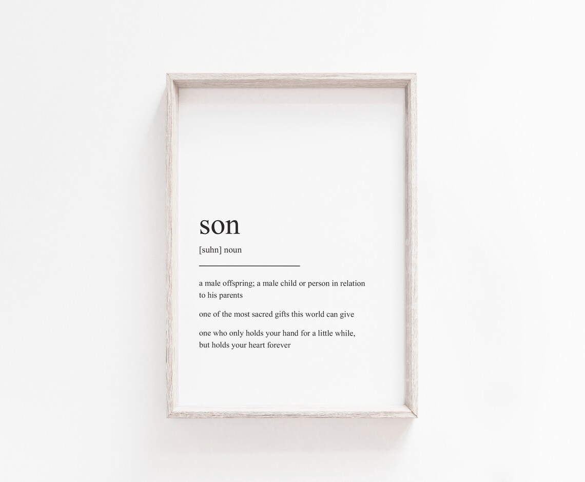 Son Definition, Son Gift, Printable Wall Art, Definition Prints, Wall ...