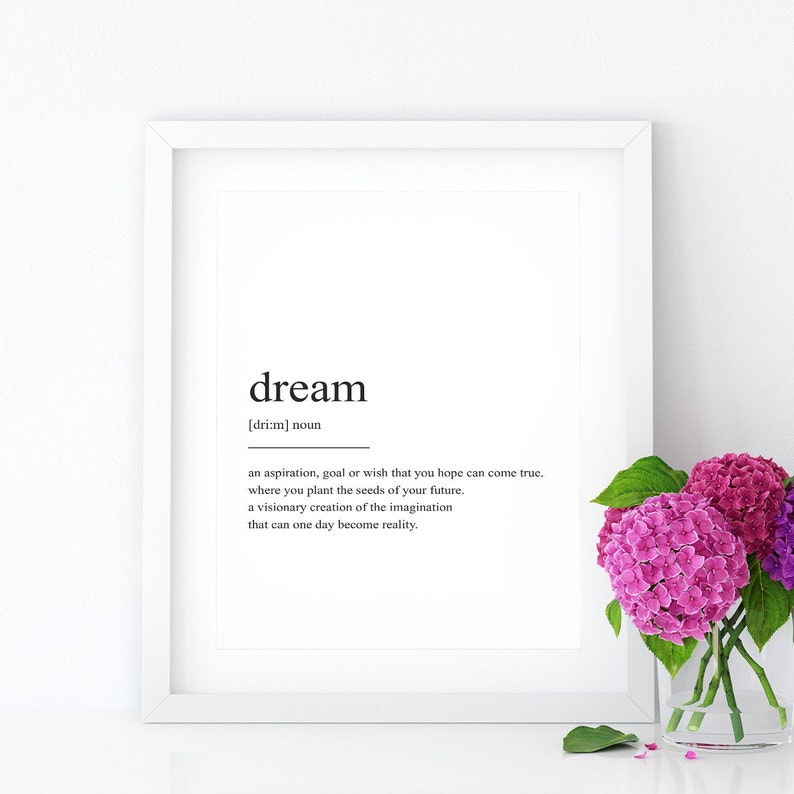 Dream Definition Printable Art Print Printable Definition | Etsy
