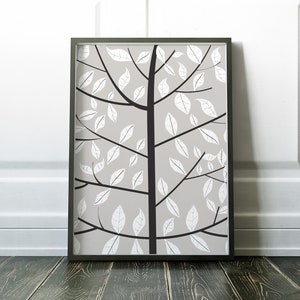 Printable Wall Art, Grey Printable, Wall Art Print, Tree Printable ...