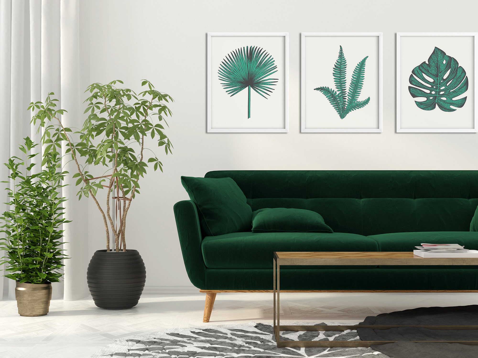 Art Prints, Green Printables, Wall Art Print, Set of Prints, Green Wall ...