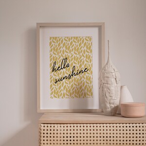 Hello Sunshine, Printable, Yellow Wall Art, Wall Art Print, Instant ...