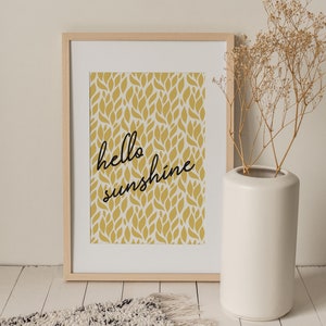 Hello Sunshine, Printable, Yellow Wall Art, Wall Art Print, Instant ...