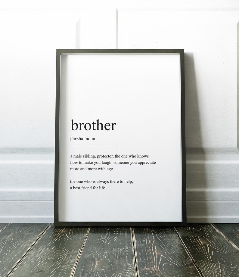 Brother Gift, Printable Wall Art, Brother Definition, Prints, Wall Art ...