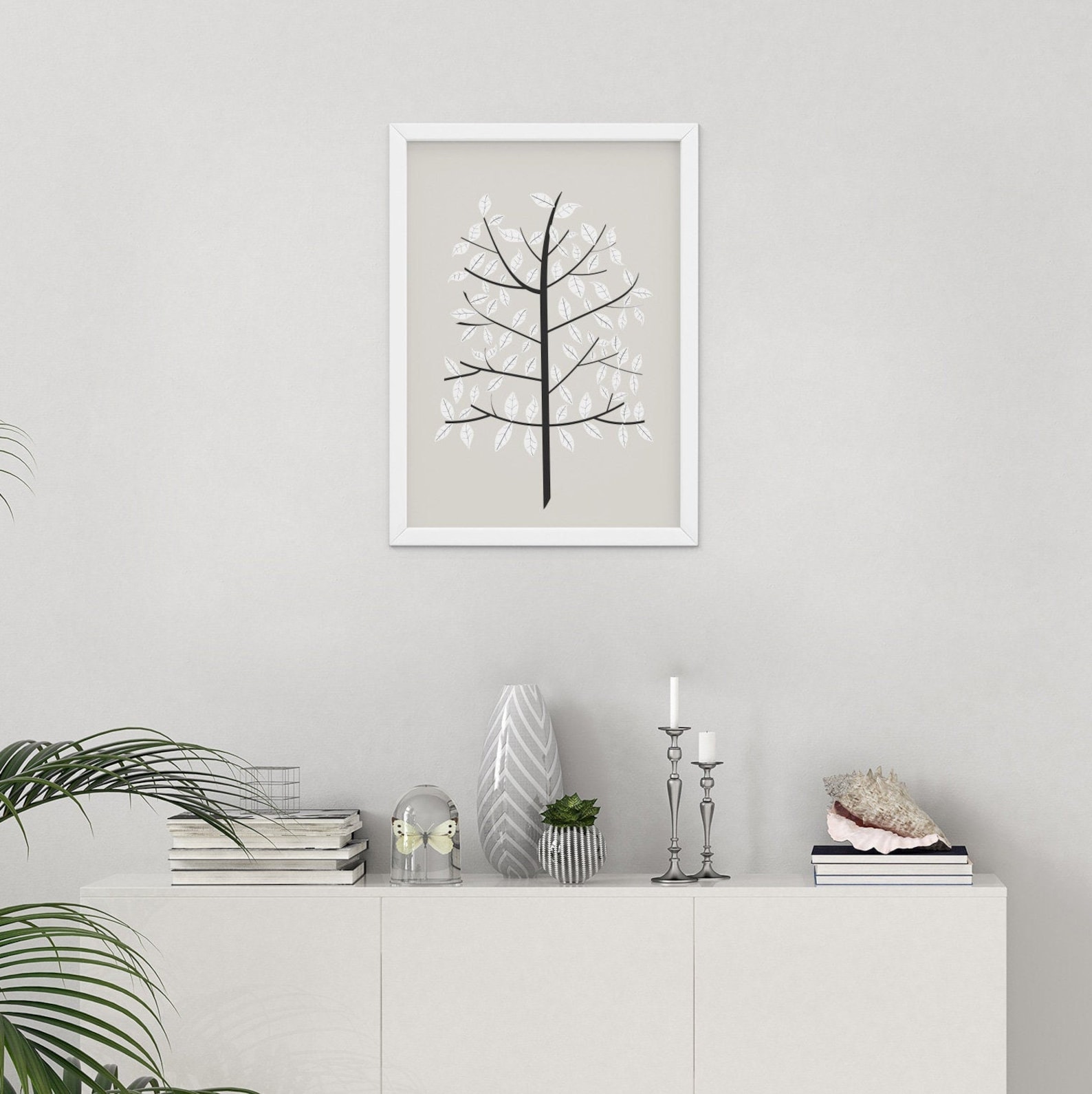 Tree Print Tree Wall Art Grey Print Tree Printable Grey - Etsy