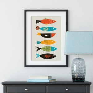 Mid Century Modern, Fish Print, Printable Wall Art, Fish Wall Art, Mid ...