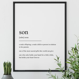 Son Definition, Son Gift, Printable Wall Art, Definition Prints, Wall ...