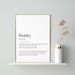 Beauty Definition, Printable, Wall Art, Printable Definition, Quote ...