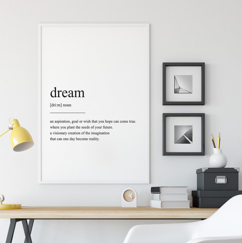 Dream Definition, Printable, Art Print, Printable Definition, Quote ...