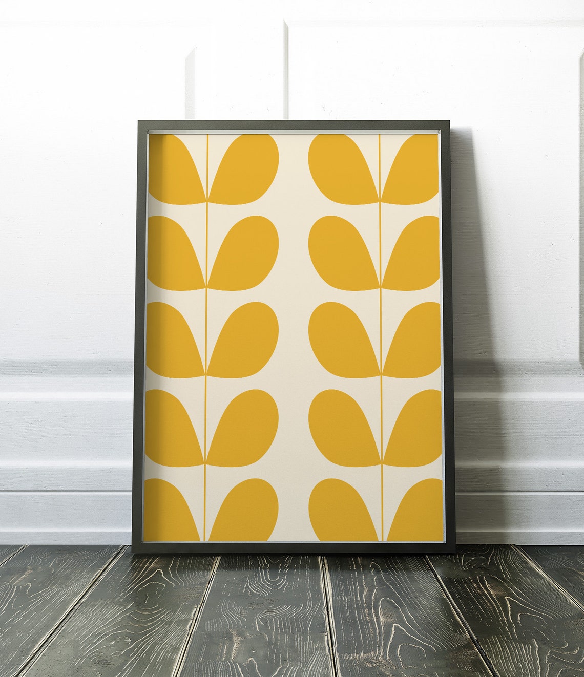 Yellow Print Mid Century Printable Art Mid Century Print | Etsy