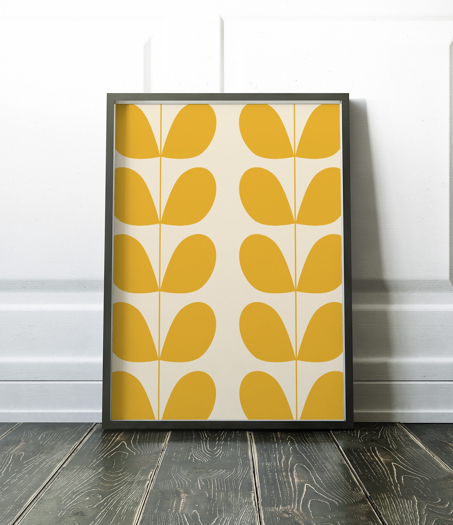 Yellow Print Mid Century Printable Art Mid Century Print | Etsy