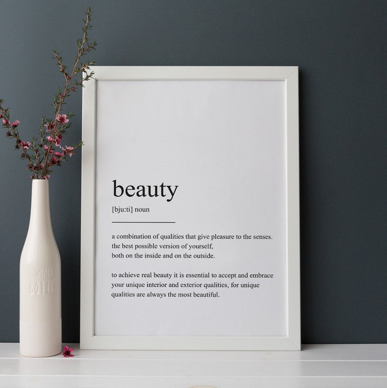 Beauty Definition, Printable, Wall Art, Printable Definition, Quote ...