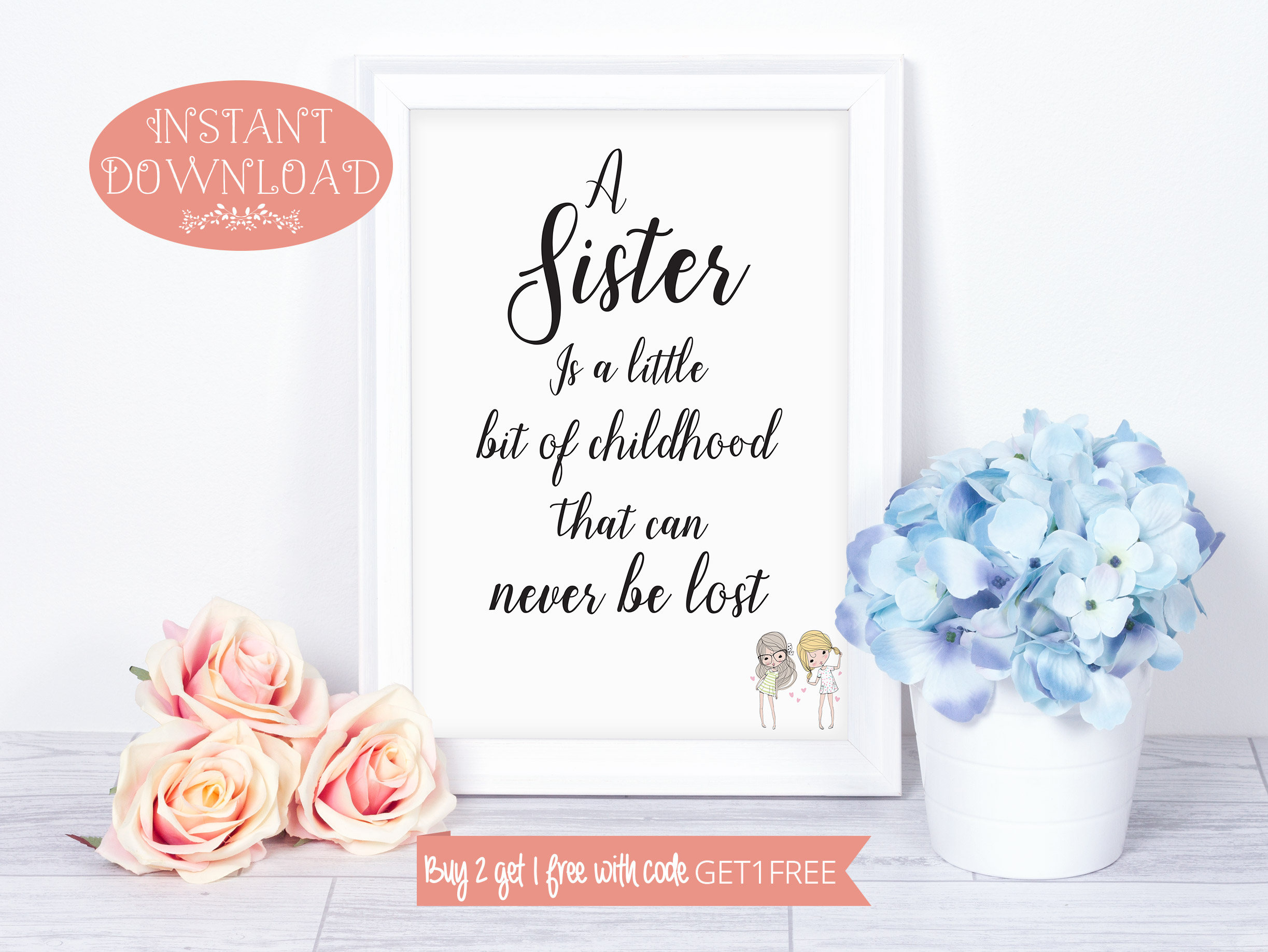 Sister Printable Printable Wall Art Quote Print Sister | Etsy