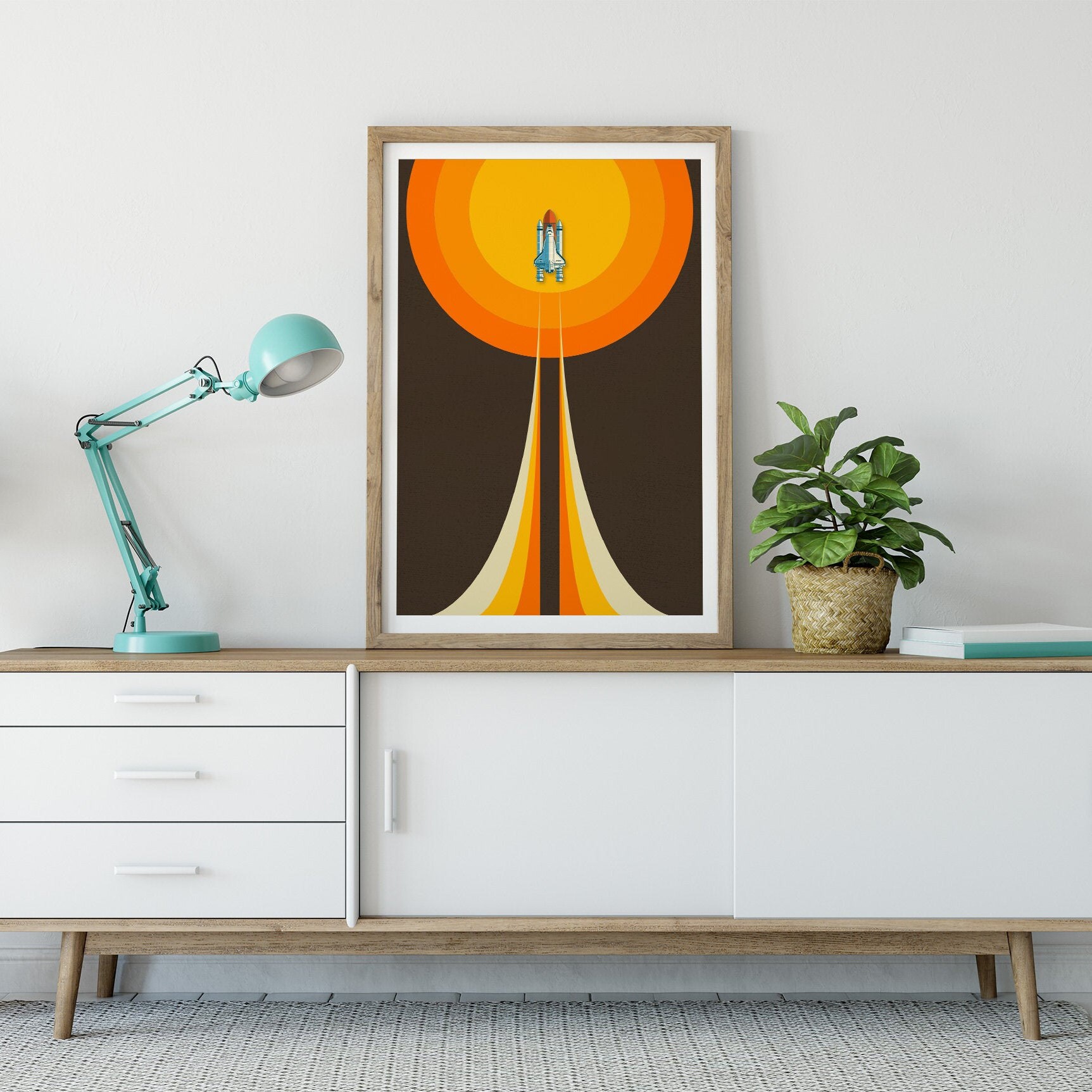 Retro Print Wall Art Print Instant Download Space Print | Etsy