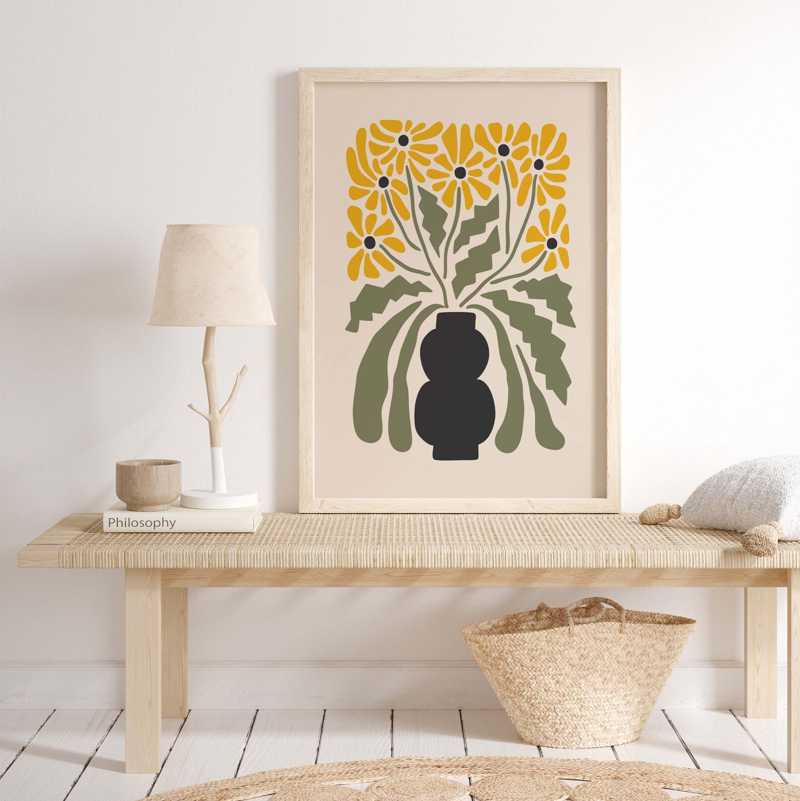 Yellow Print, Flower Print, Mid Century Modern, Wall Art, Yellow ...