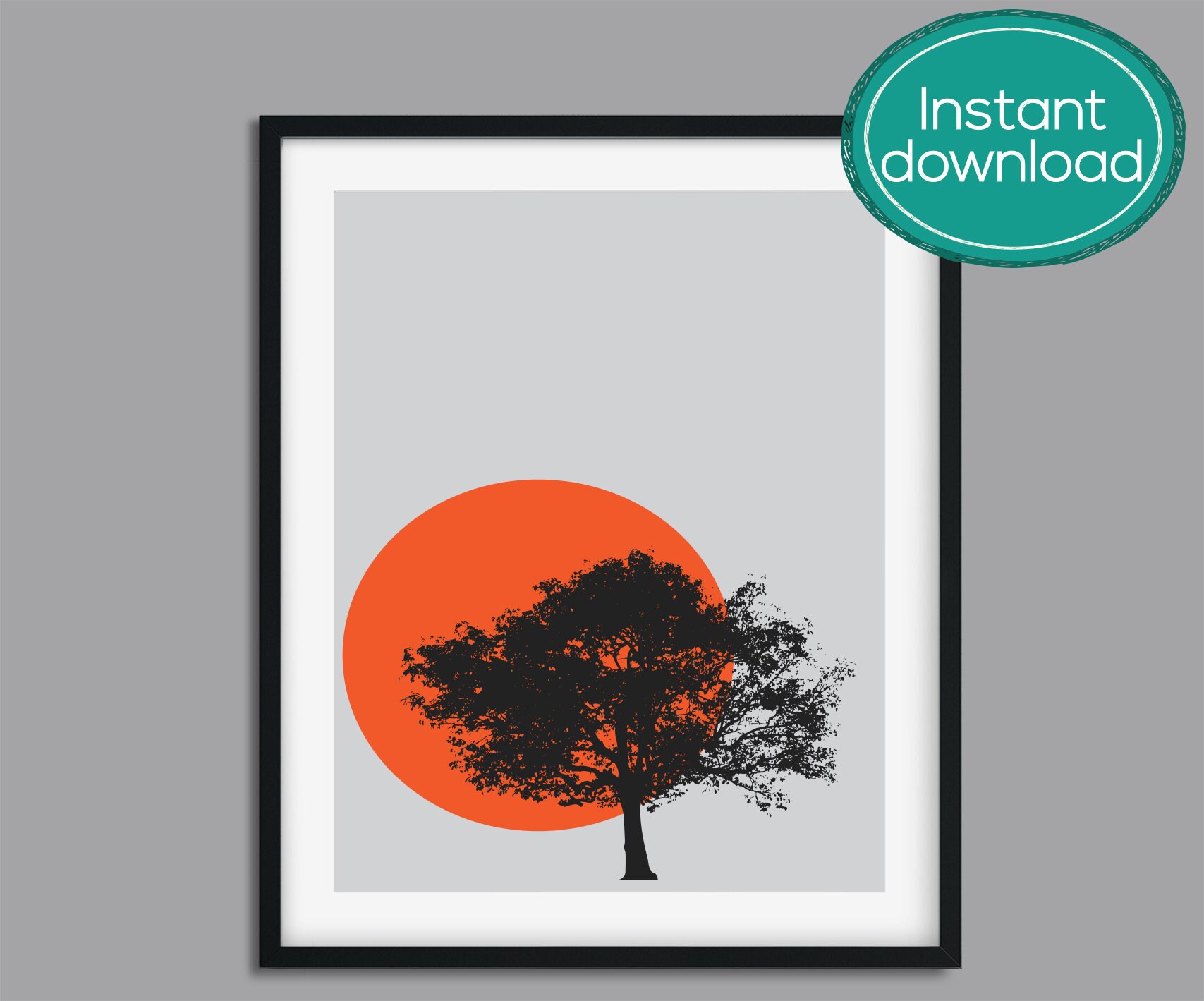 Printable Art, Wall Art Print, Grey Print, Instant Download, Tree Print ...