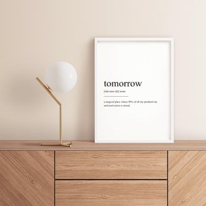 Printable Art, Tomorrow Definition Print, Wall Art Prints, Printable ...