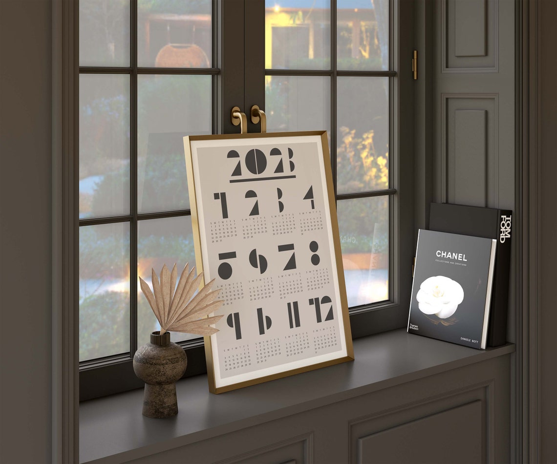 Printable Calendar Grey Calendar 2023 Calendar 2023 Wall - Etsy UK
