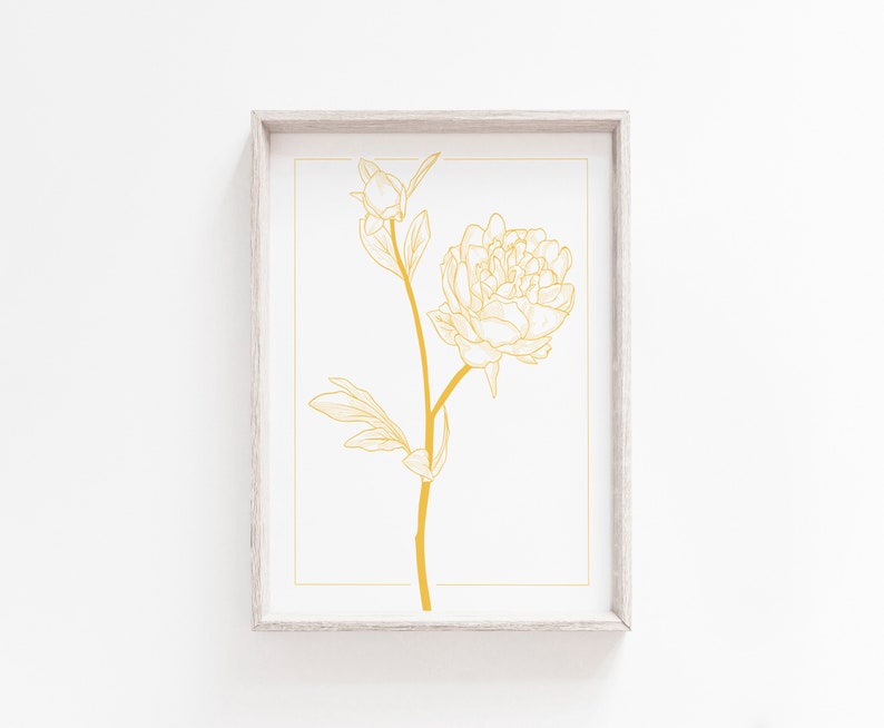 Yellow Prints, Wall Art Print, Printable, Yellow, Set of Prints, Flower ...