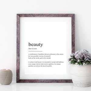 Beauty Definition, Printable, Wall Art, Printable Definition, Quote ...