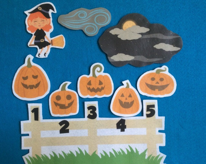Children Felt Board Story Song Set: Five Little Pumpkins Sitting on the ...
