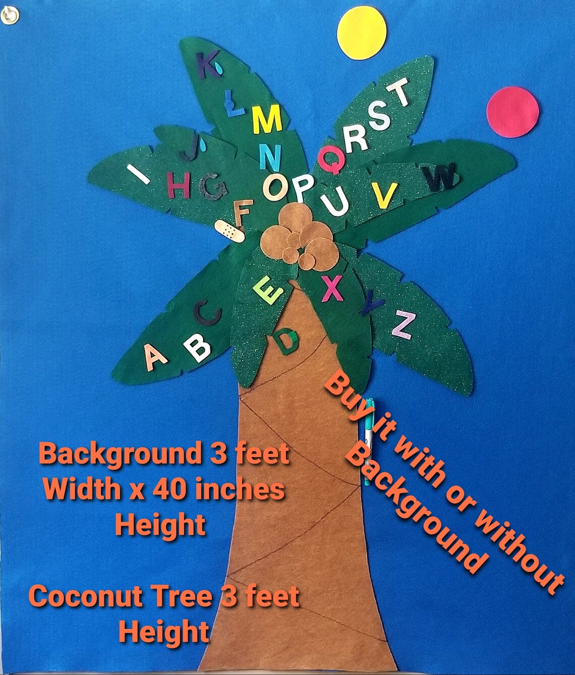 Chicka Coconut Tree 3 Sizes 18"- 3 & 5 Feet Hight//felt Board Stories ...