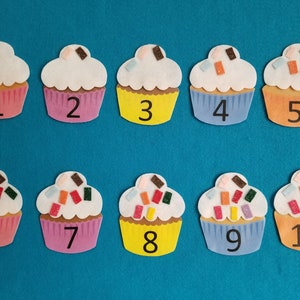 10 Cupcakes at the Bakery Shop//tactile Felt Cupcakes//basket Stuffer ...