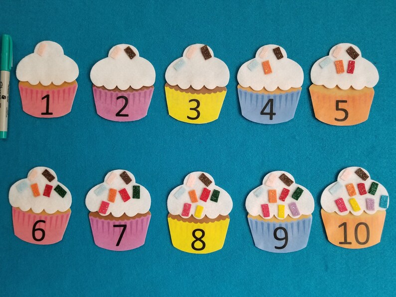 10 Cupcakes at the Bakery Shop//tactile Felt Cupcakes//basket - Etsy