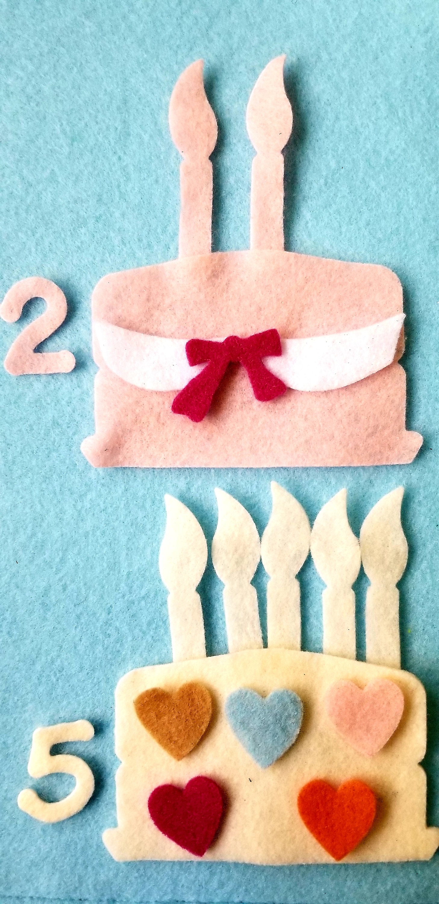 Felt Birthday Cake 51 Pieces //five Birthday Candles Felt - Etsy