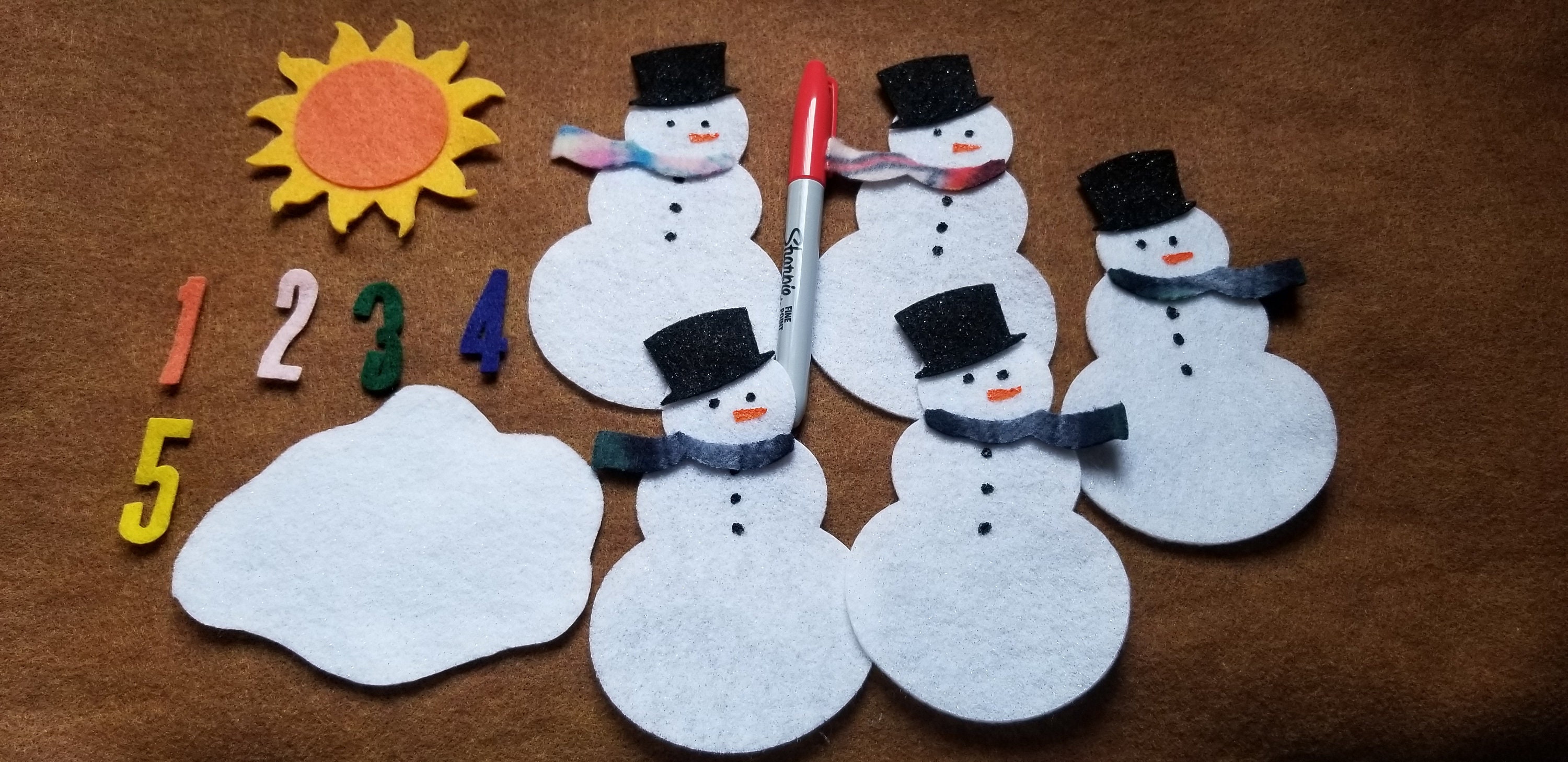 5 Little Snowmen Felt Stories 12 Pieces//5 Little - Etsy