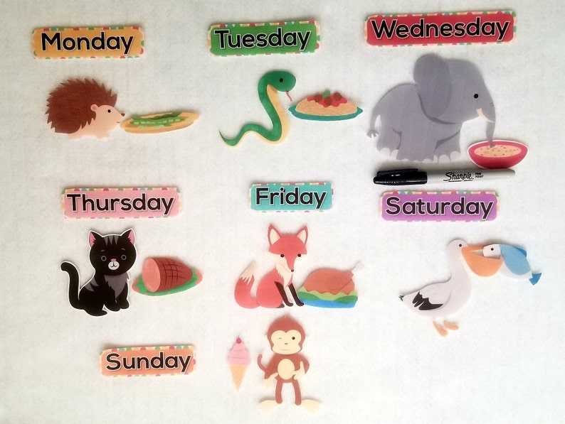 Today is Monday Felt Story 21 PIECES //days of the Week | Etsy