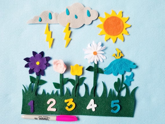 5 Little Flowers //felt Board Stories//flannel Board - Etsy