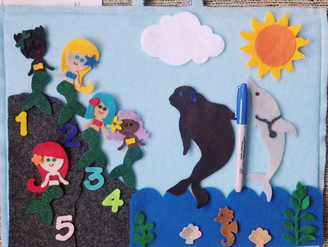 5 Little Mermaids Felt Board Story//multicultural Flannel Story ...