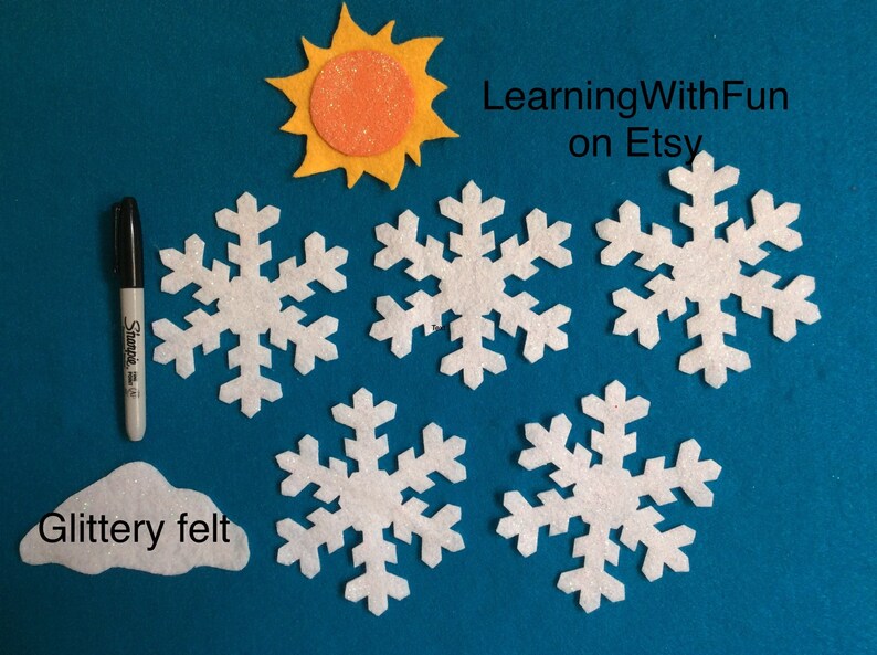 5 little /Big snowflakes felt stories//felt board | Etsy