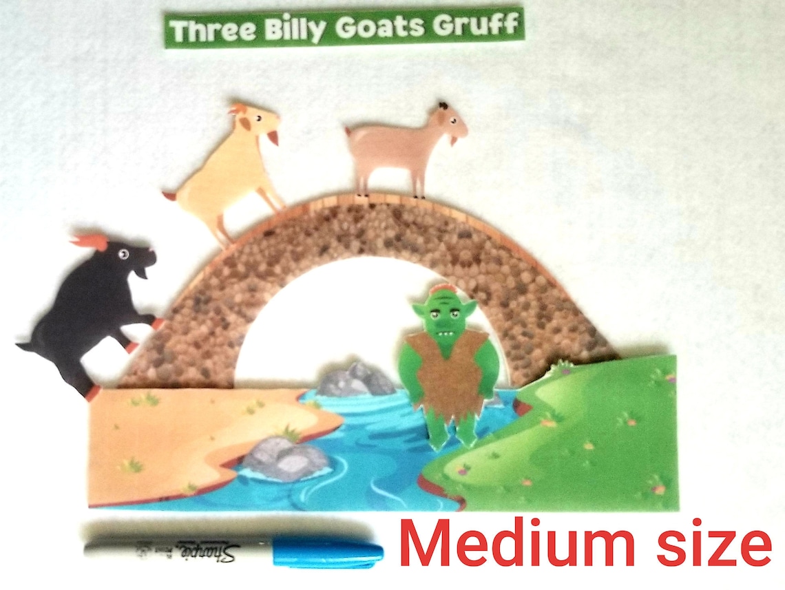 3 Billy Goats Gruff and Troll Felt Board Story 7 Pieces//felt Stories ...