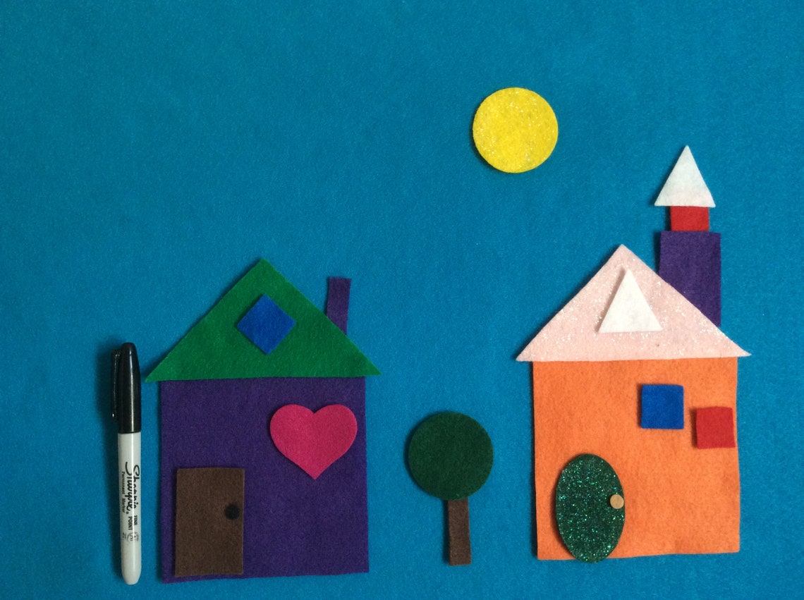 Shape a House Felt Story//shapes Felt Board Stories//kids 2-6 - Etsy
