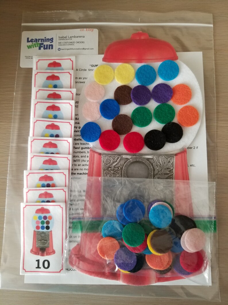 Math Kids Kit Felt Story//gumball in a Gumball Machine//matching ...
