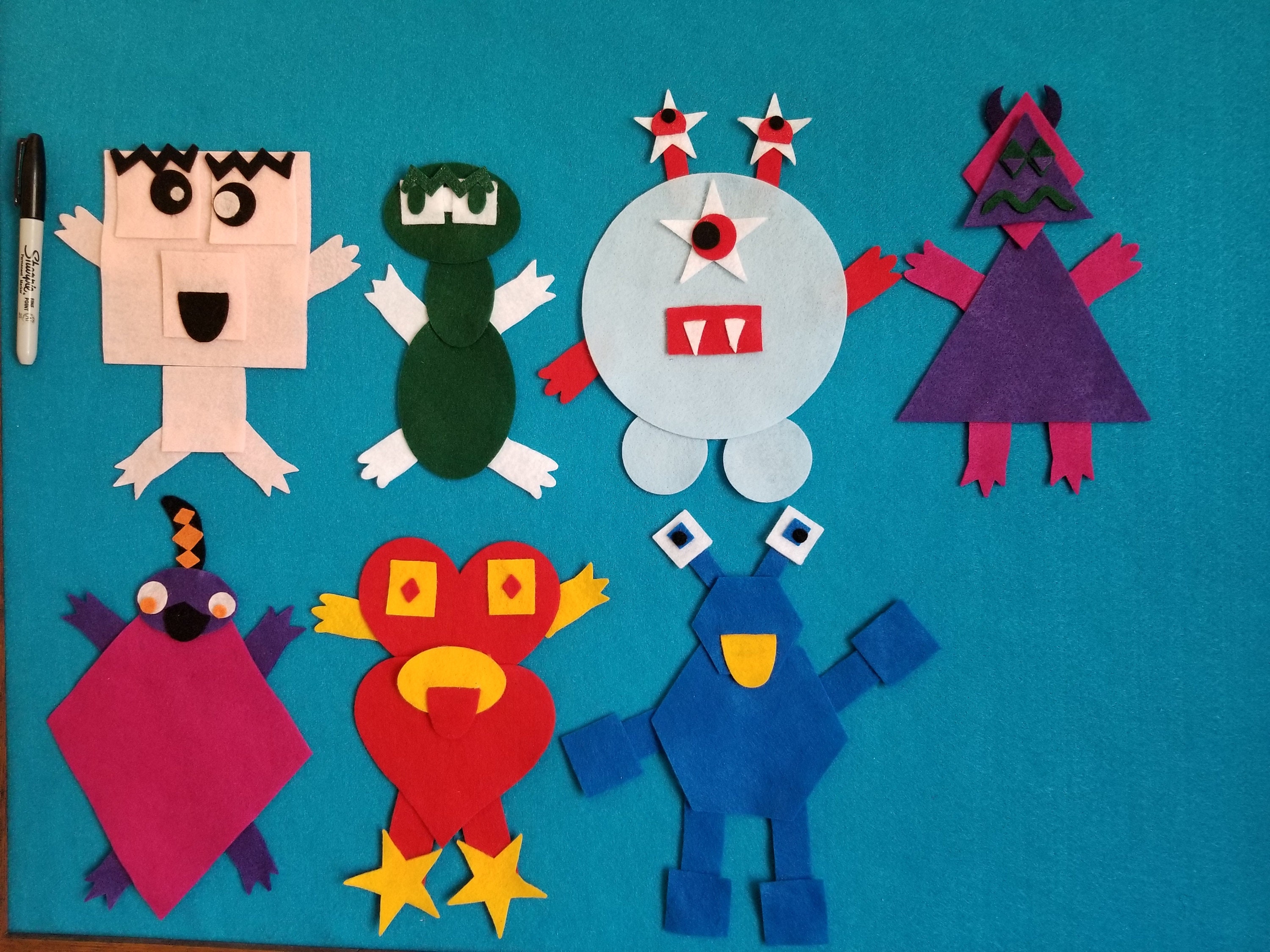 Shapes Felt Board Stories//halloween Monster Felt Board | Etsy