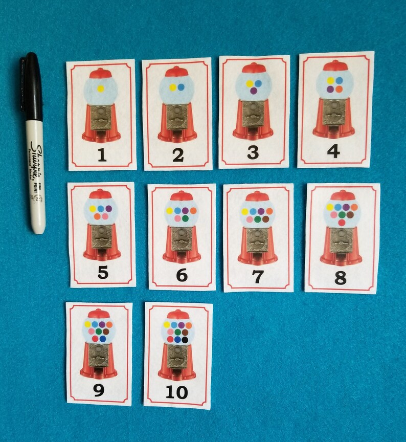 Math Kids Kit Felt Story//gumball in a Gumball Machine//matching ...