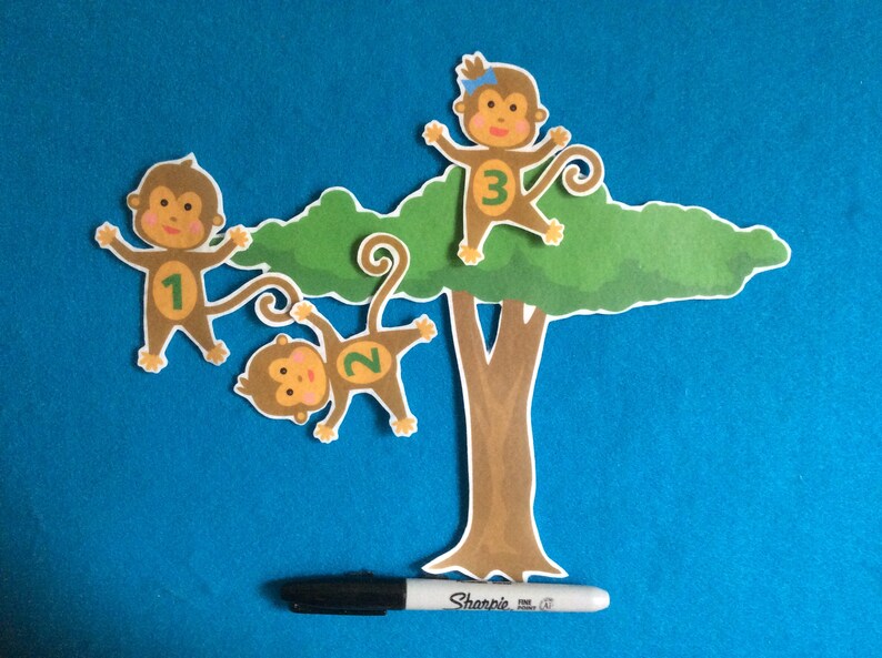 5 Little Monkeys Swinging//felt Board Stories//flannel Board | Etsy