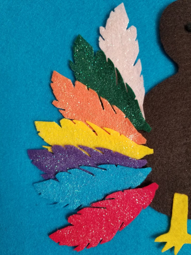 Turkey wore a rainbow feather//felt stories//Thanksgiving felt | Etsy