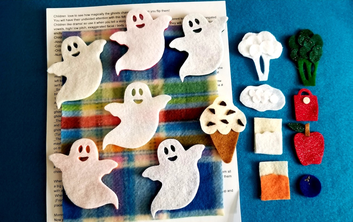 The chocolate chip ghost felt Story 16 Pieces//Halloween felt | Etsy