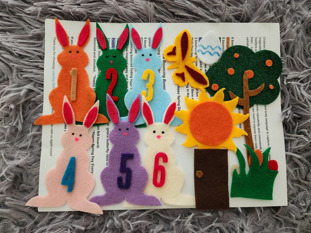 Six Bunnies Felt Story//easter Felt Board Story//6 Bouncing Bunnies ...