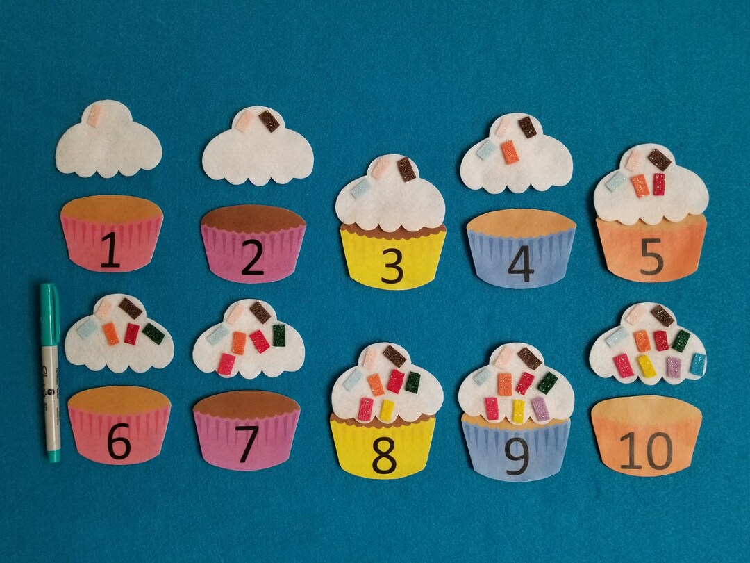 10 Cupcakes at the Bakery Shop//tactile Felt Cupcakes//basket Stuffer ...