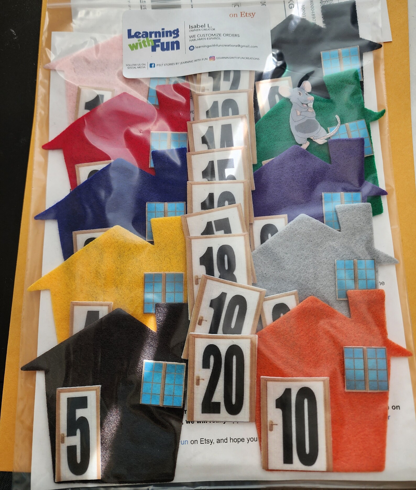 Felt Mouse Hide and Seek Game – Learning Colors, Numbers (2 Mice) - Etsy