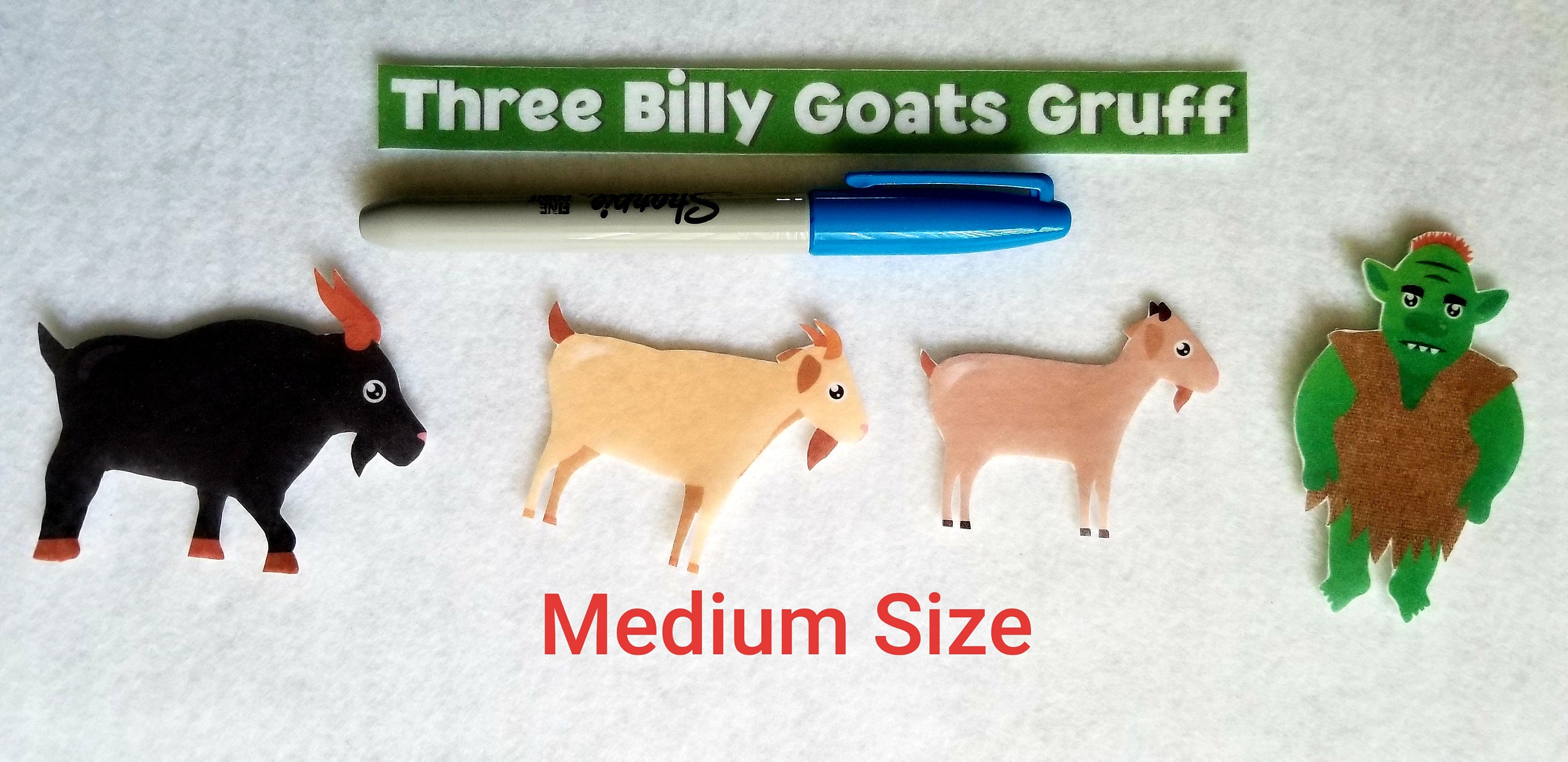 3 Billy Goats Gruff and Troll Felt Board Story 7 Pieces//felt Stories ...