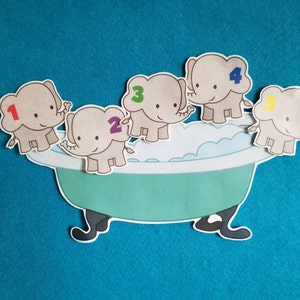 5 Elephants Bathtub//felt Board Stories// 5 Elephants Went Out to Play ...